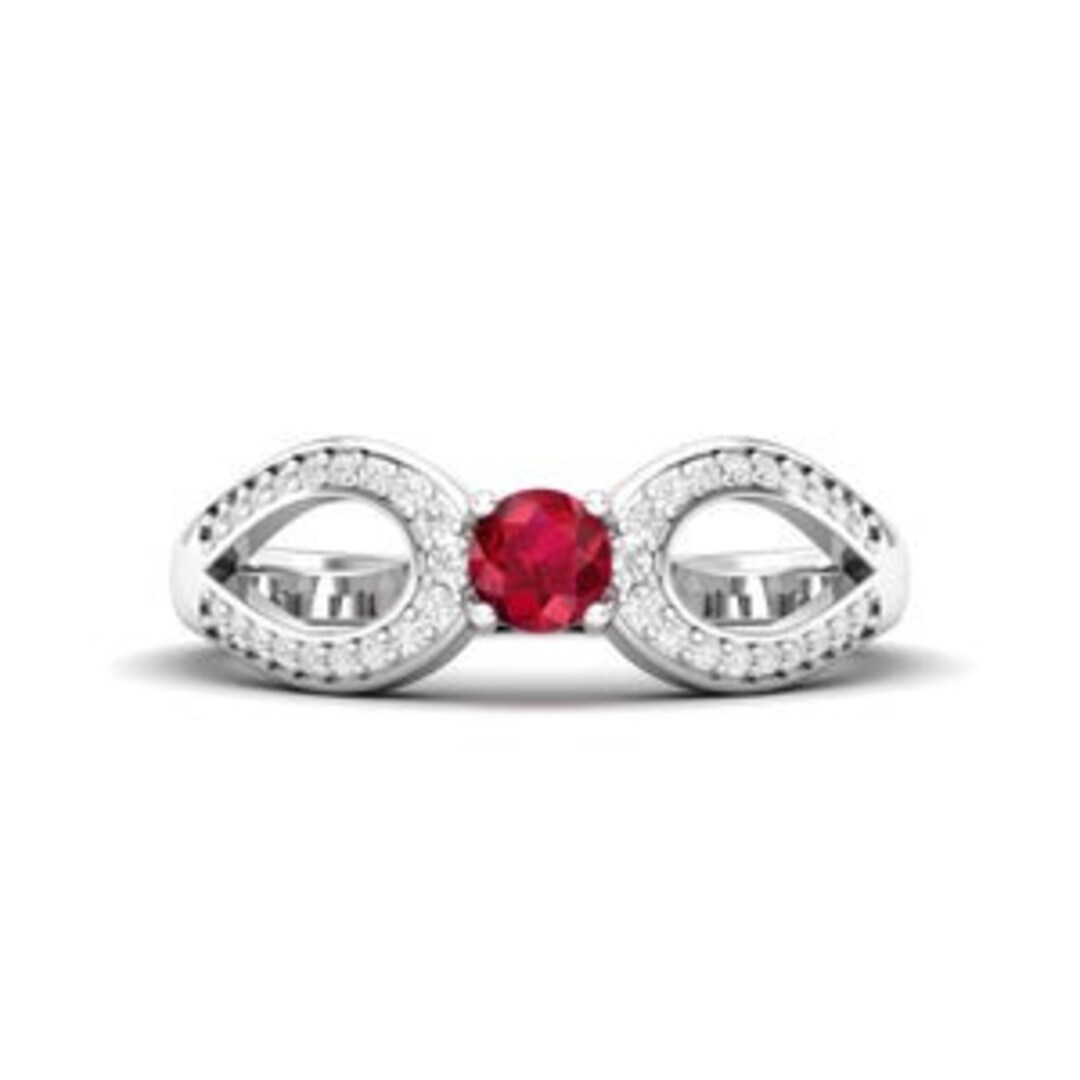 Maurya Ruby Curve Promise Ring With Accent Diamonds - Etsy