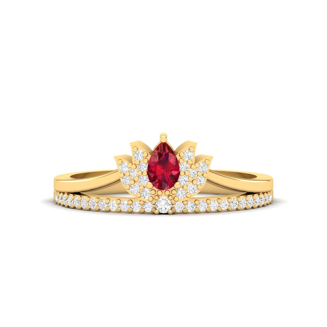 Maurya Ruby Loto Promise Ring With Accent Diamonds - Etsy