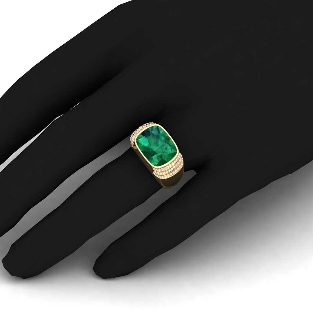 Natural Emerald Cocktail Ring With Pave-set Genuine Diamondsmaurya Valiant - Etsy