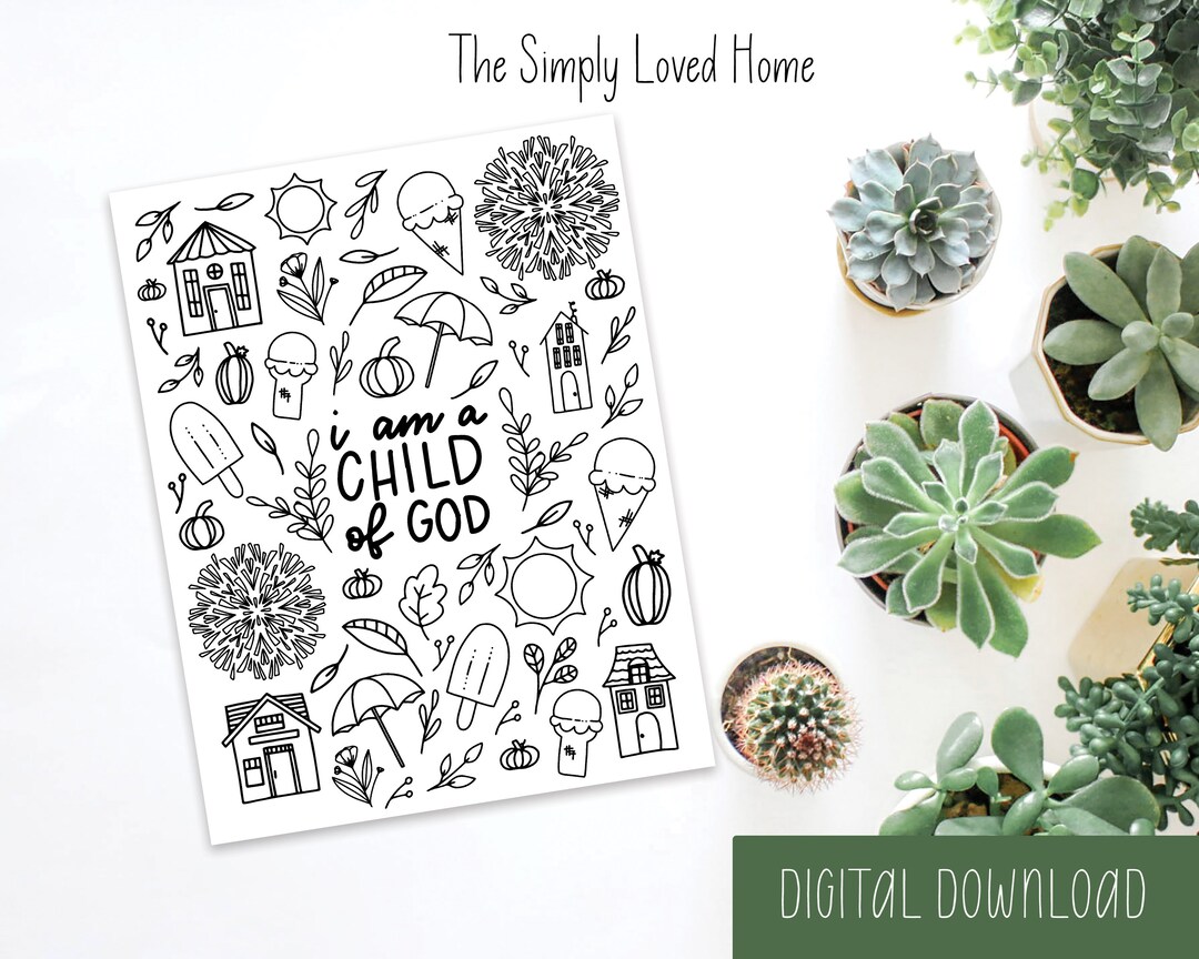 I Am a Child of God Large Coloring Page for Kids, Kids Activity ...