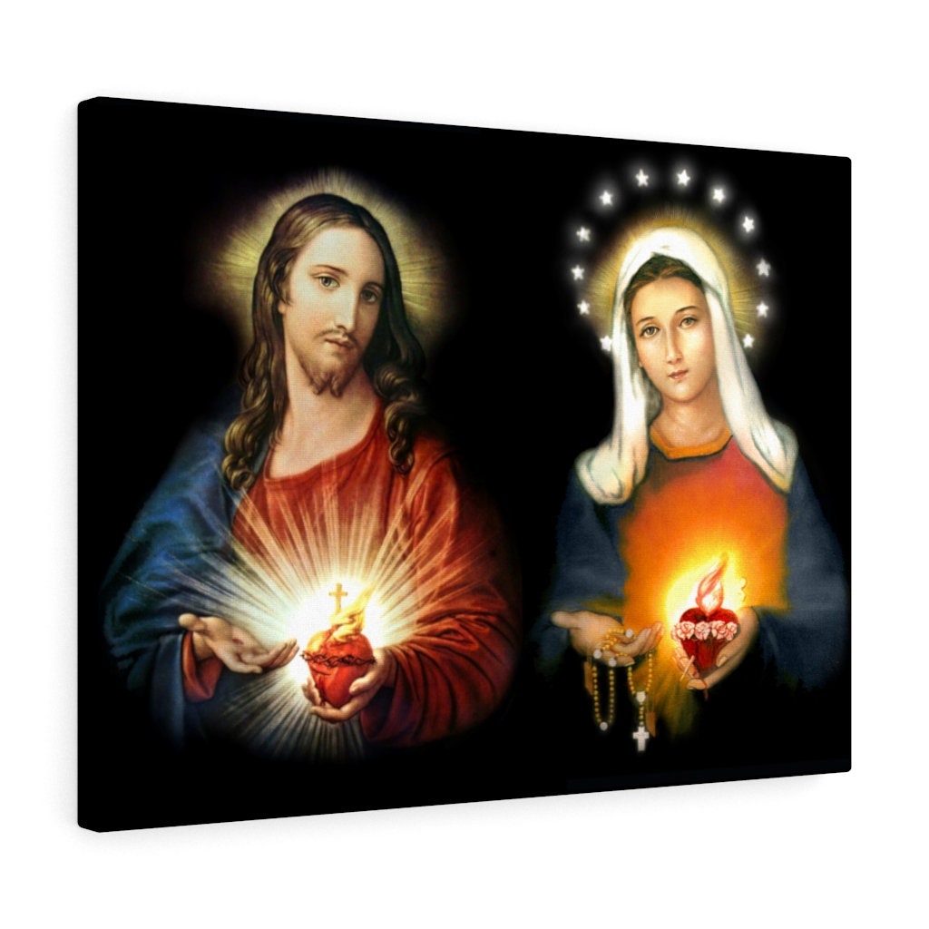 Two Hearts: Jesus Sacred Heart and Mary Immaculate Heart - Etsy