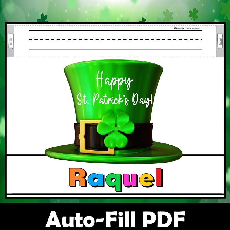 St Patricks Day Name Hats Craft Printable, Editable Name Crowns/hats ...