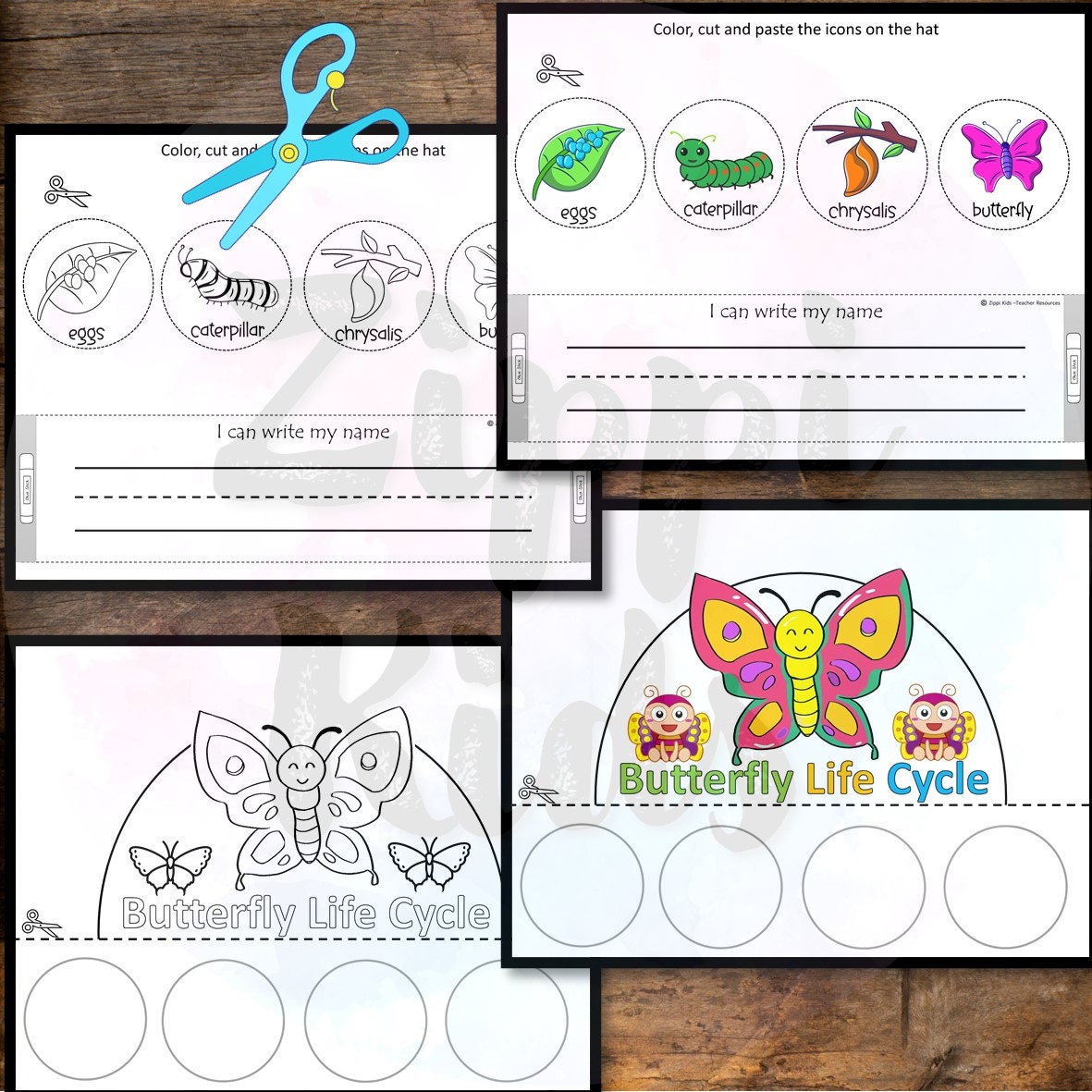 Life Cycle of a Butterfly, Frog & Plant Crown Craft. Printable Hats ...