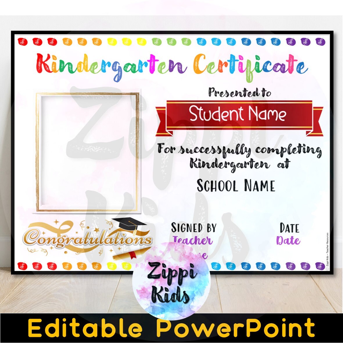 EDITABLE Kindergarten Diploma With Photo, Kindergarten Certificate ...