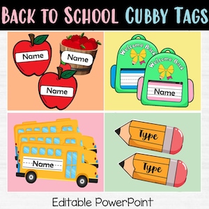 Back to School Student Name Tags & Apple, Pencil, School Bus Editable ...