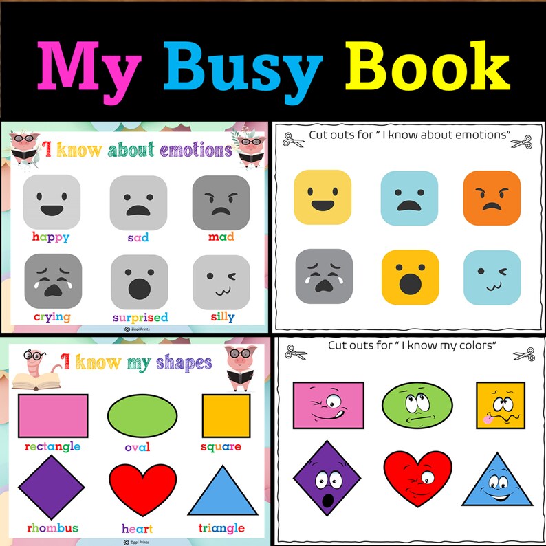 Busy Book Toddler/prek Printable Activities, Kids Learning Interactive ...