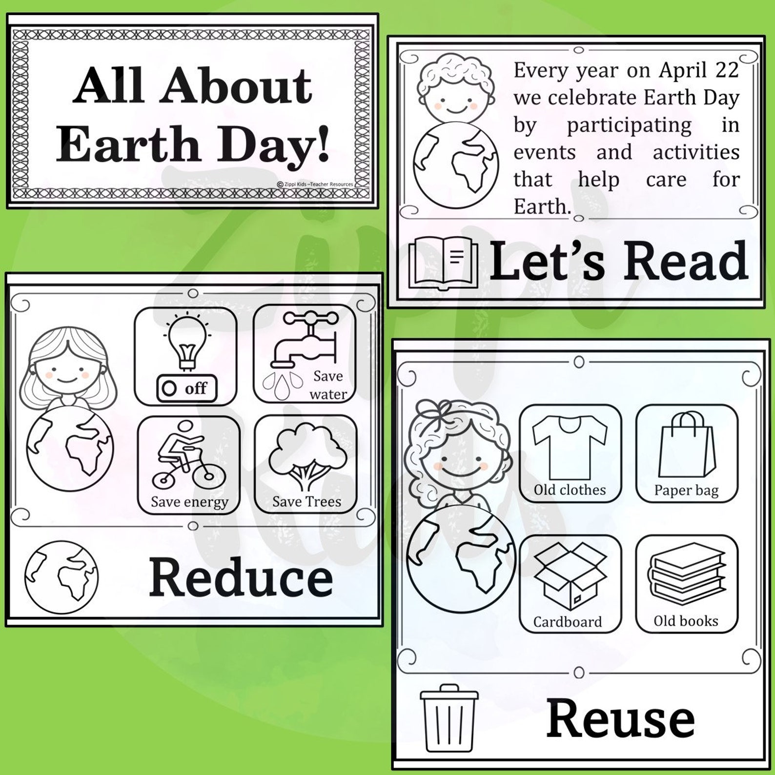 Earth Day Craft Activities Printable Bundle, Earth Day Flip-book, Earth ...