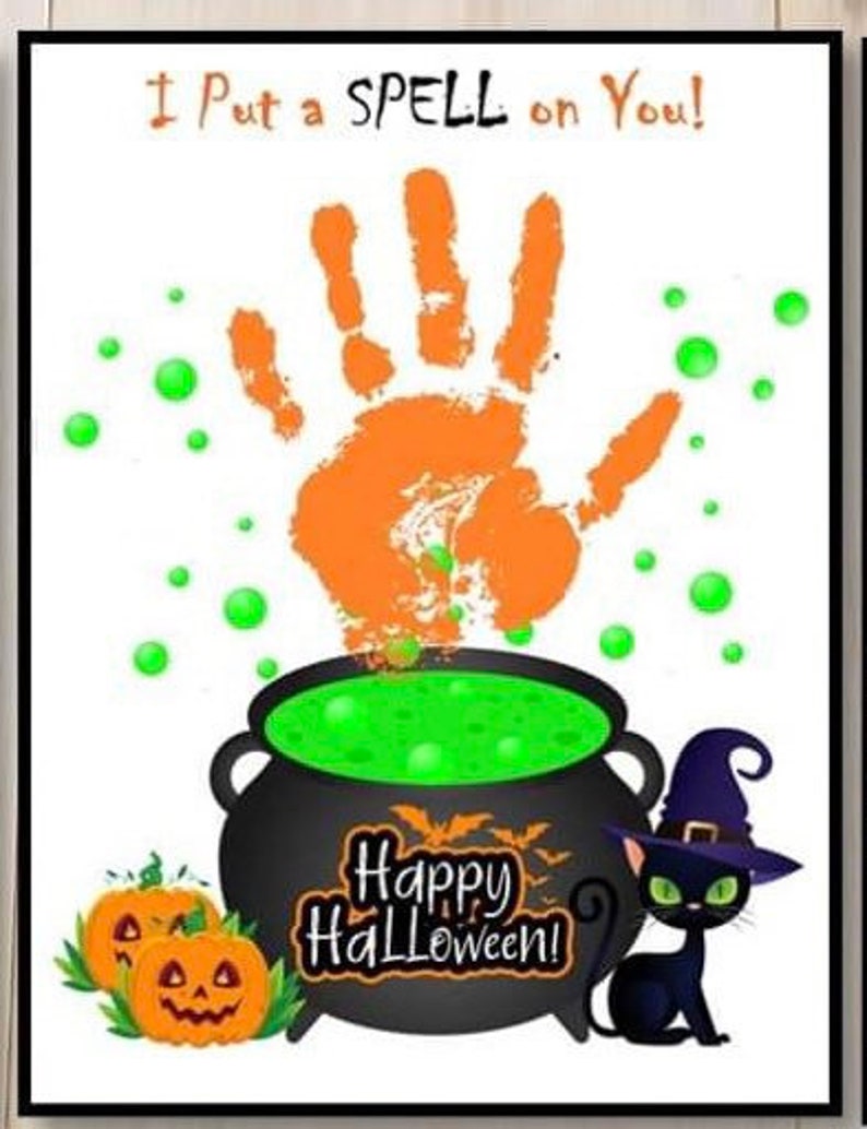 Halloween Handprint Keepsake Art Halloween Greeting Card - Etsy