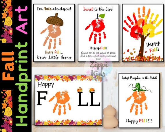 Fall Handprint Keepsake Art Fall Greeting Card Fall Craft - Etsy