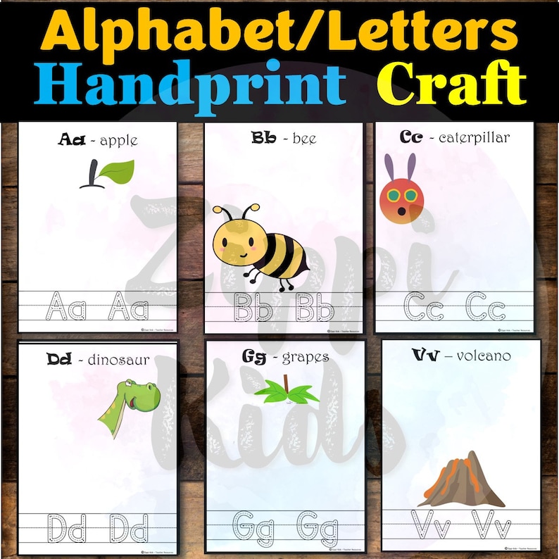 Alphabet Handprint Art Craft Book Aa Zz Letter Handprint - Etsy