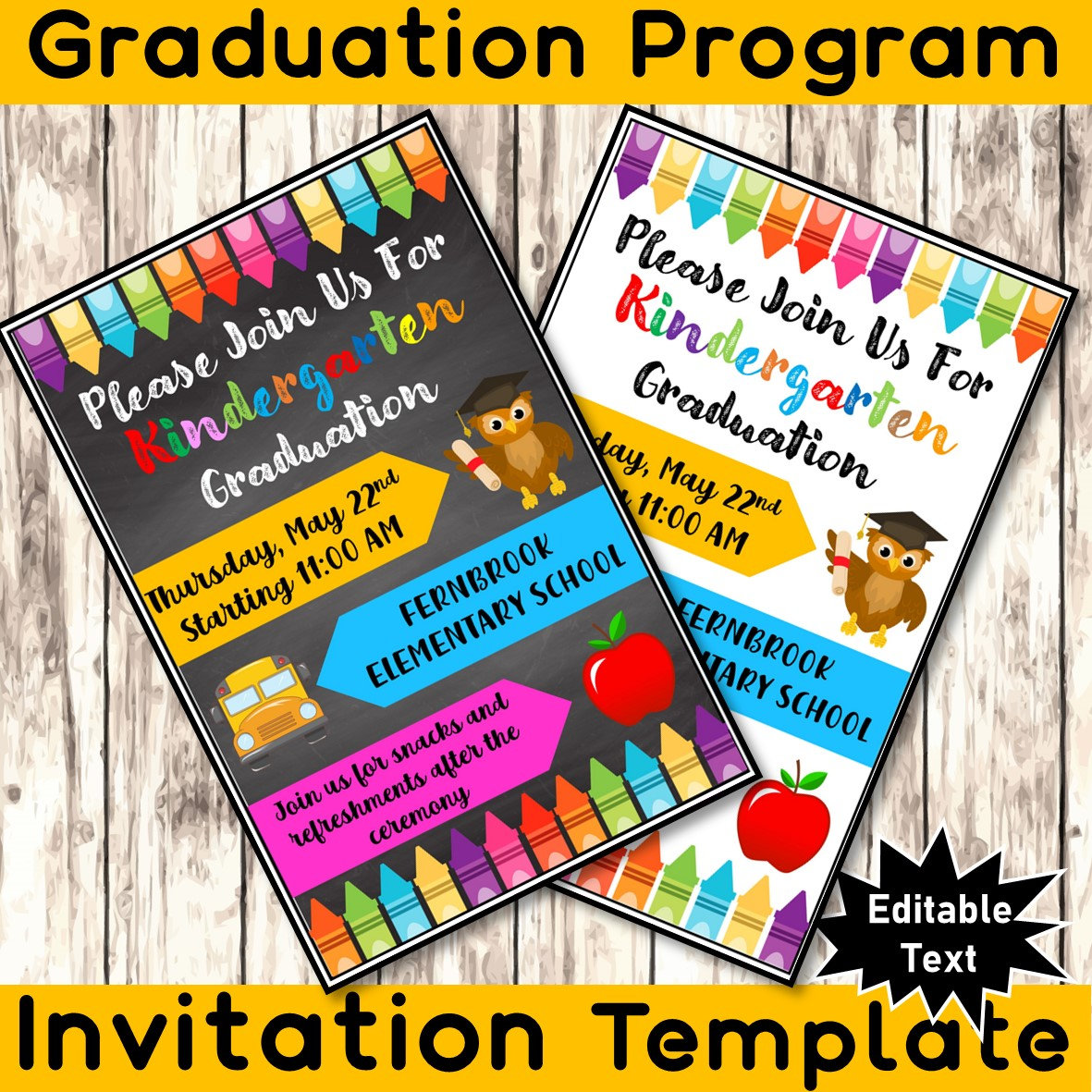 Kindergarten Graduation Ceremony Set, Editable Diploma, Ceremony ...