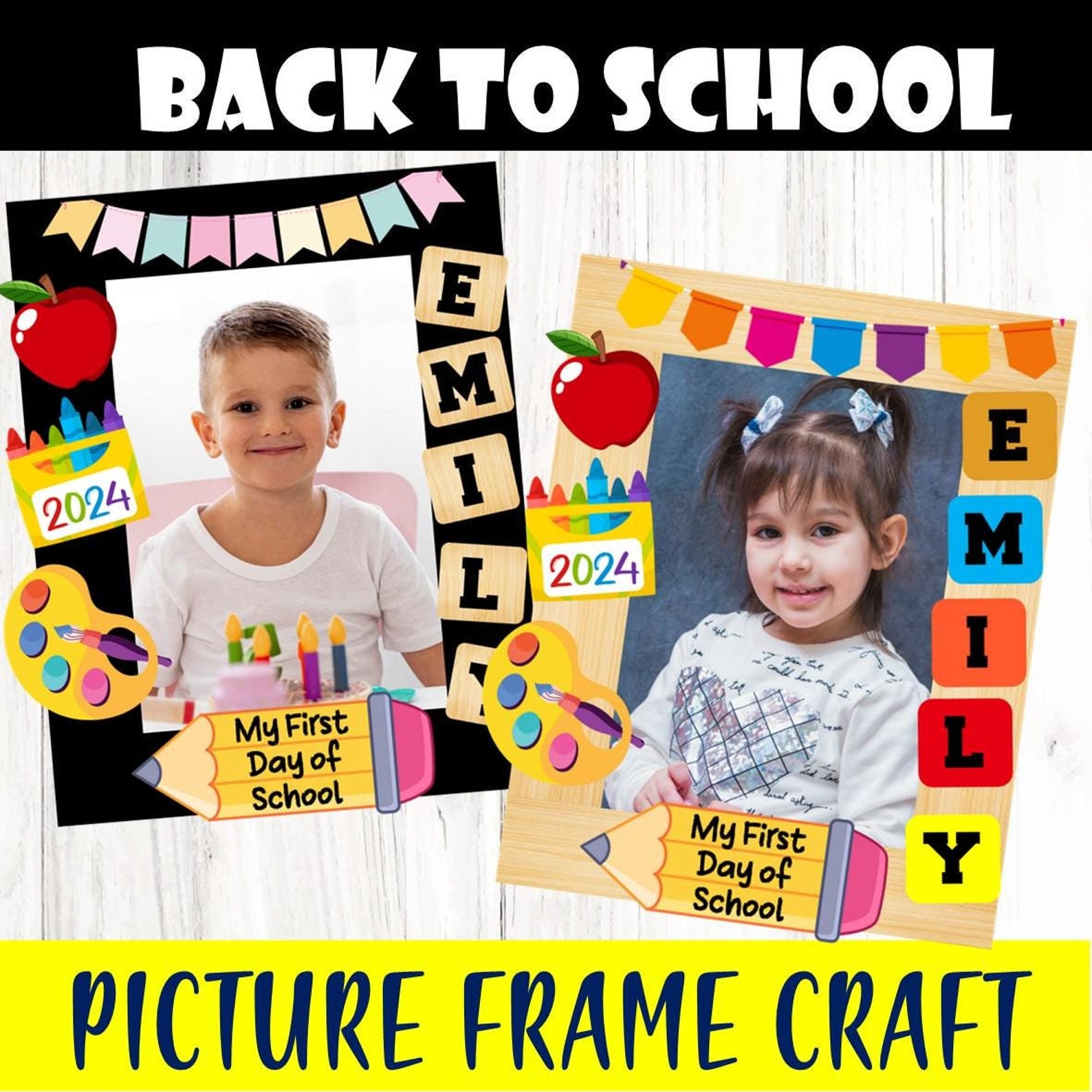 Back to School Picture Frame Craft , First Day of School Keepsake ...