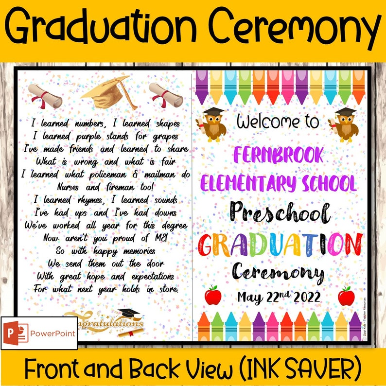 Preschool Graduation Ceremony Set, Editable Diploma, Ceremony Program ...