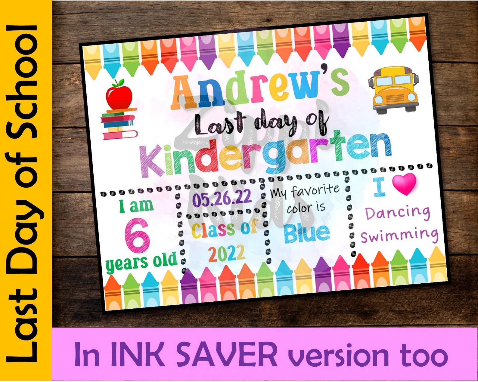 Editable Last Day of Kindergarten Sign Template With Memories, Last Day ...