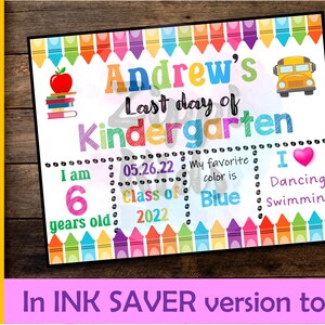 Editable Last Day of Kindergarten Sign Template With Memories, Last Day ...