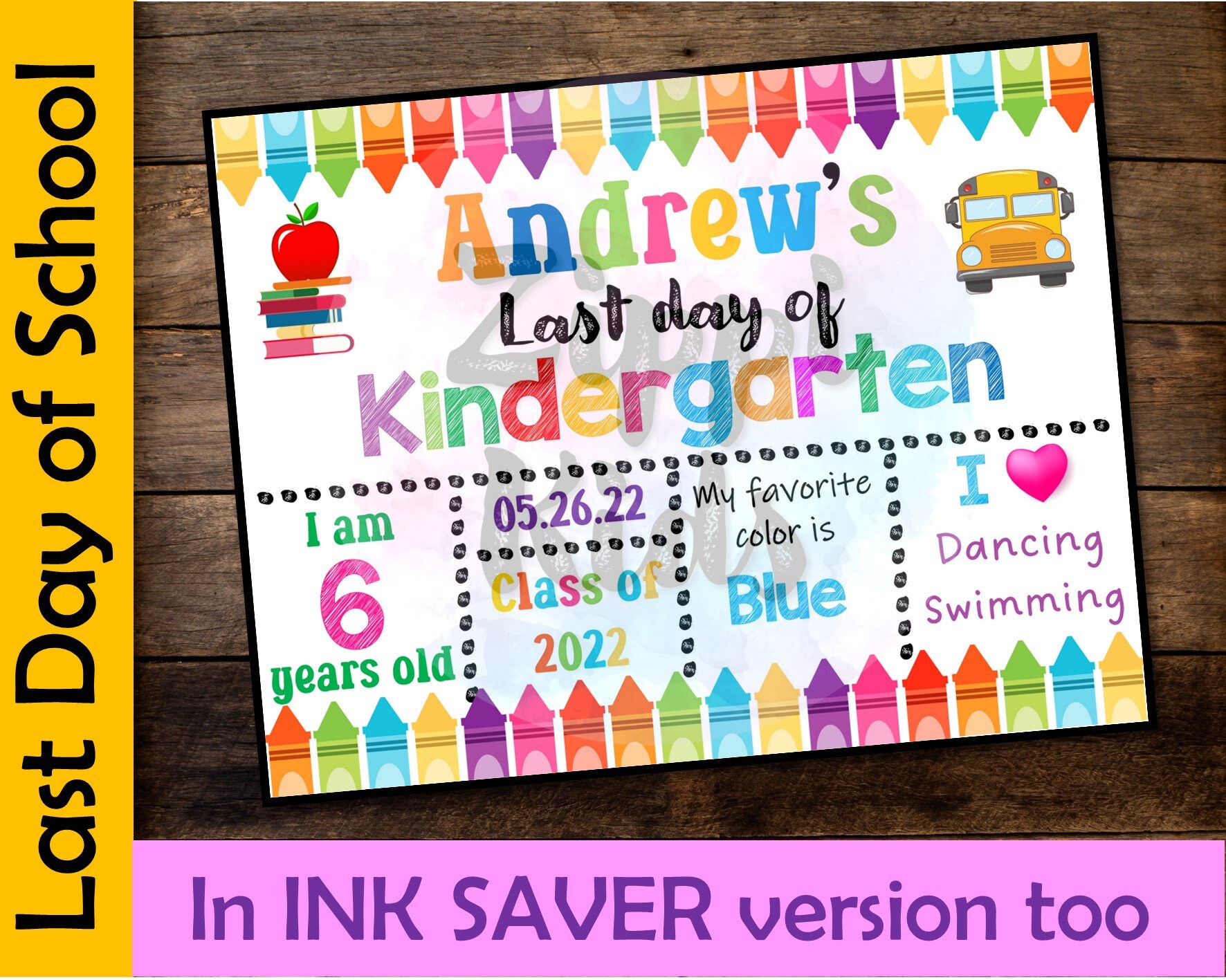 Editable Last Day of Kindergarten Sign Template With Memories, Last Day ...