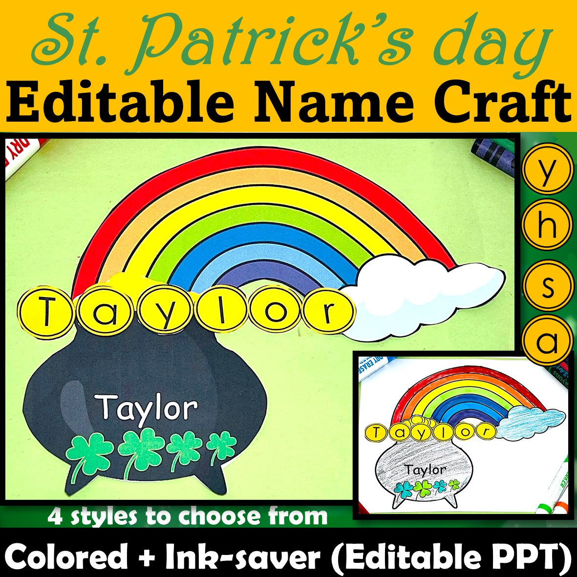 Pot of Gold Name Craft, St Patricks Day Craft Activities, Editable Name ...