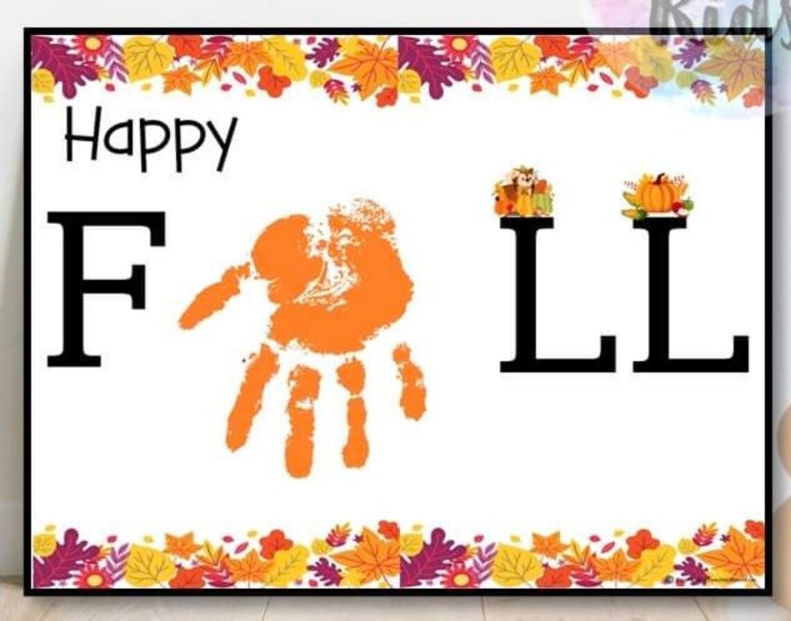 Fall Handprint Keepsake Art Fall Greeting Card Fall Craft - Etsy