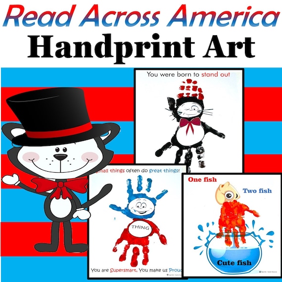 National Read Across America Day Handprint Art and Craft Cat - Etsy