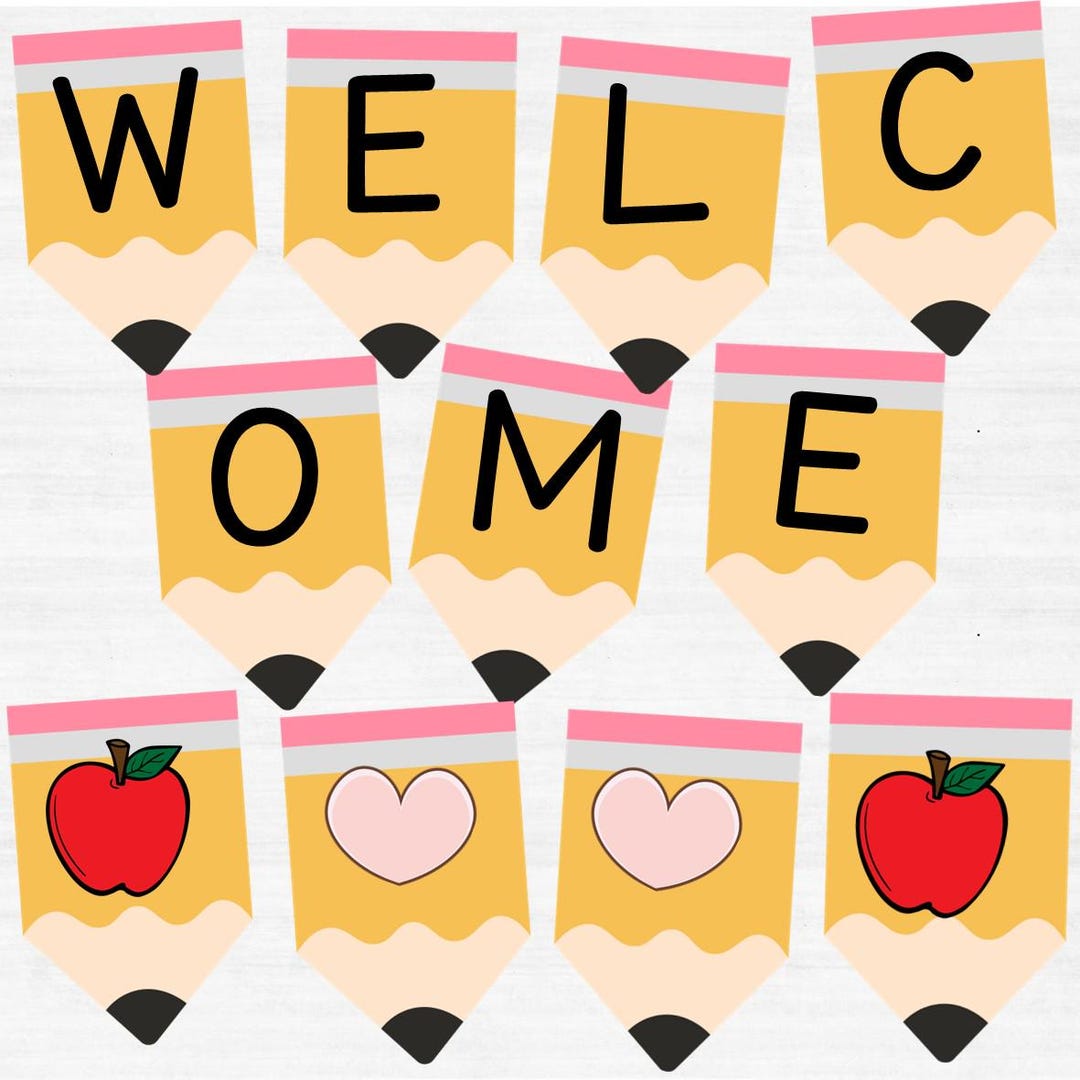 Editable Pencil BANNER BUNTING, Pencil Bulletin Board Letters, Welcome ...