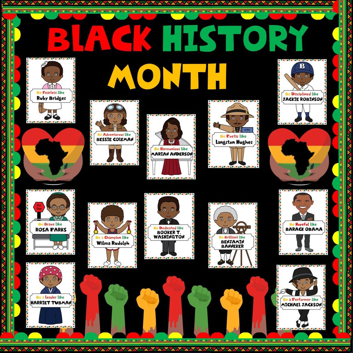 Black History Month Bulletin Board Kit , 21 African-american Hero ...