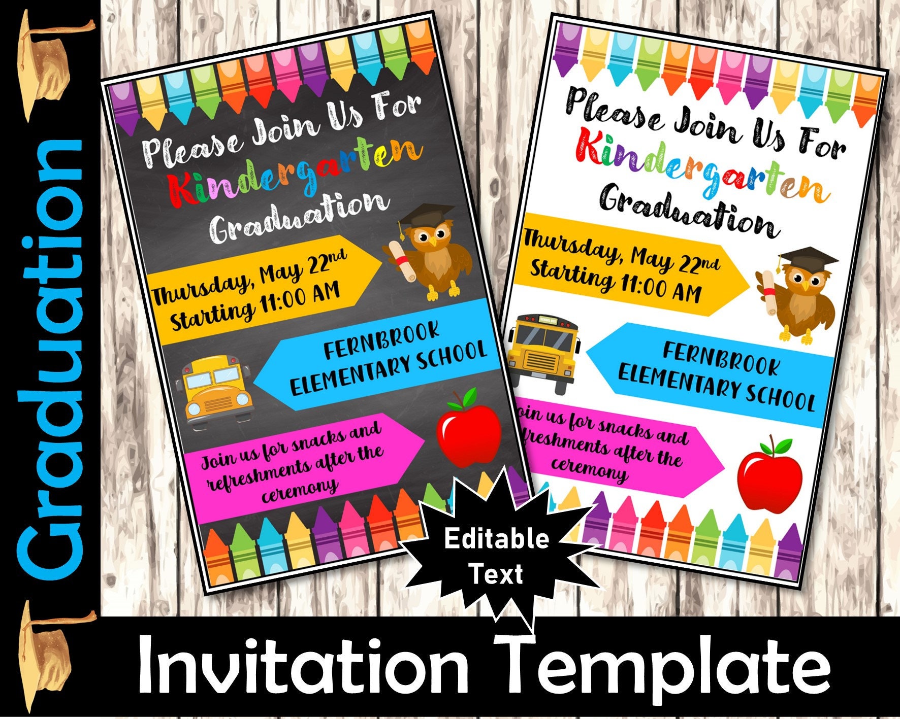 EDITABLE Graduation Ceremony Invitation Template, Preschool Pre-k ...
