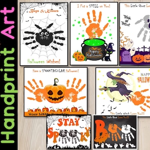 Halloween Handprint Keepsake Art, Halloween Greeting Card, Halloween ...