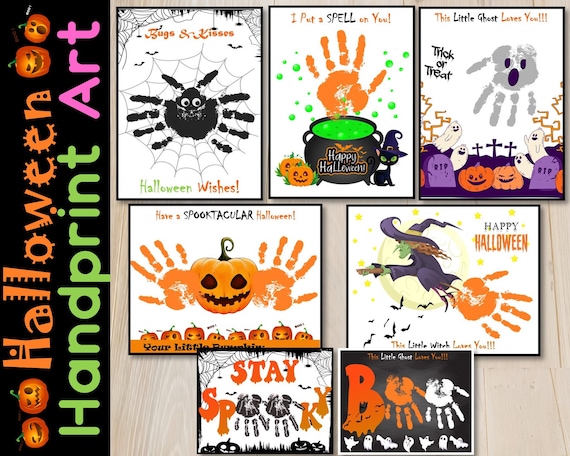 Halloween Handprint Keepsake Art Halloween Greeting Card - Etsy