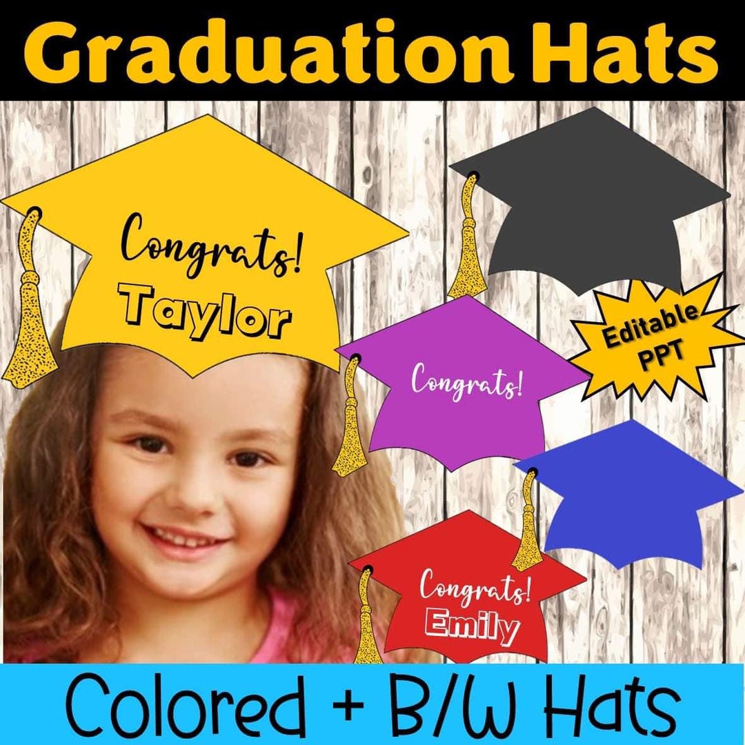 EDITABLE Graduation HATS, End of Year Activity, Kindergarten Graduation ...