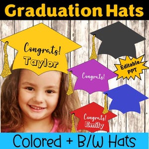 EDITABLE Graduation HATS, End of Year Activity, Kindergarten Graduation ...