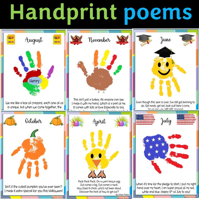 My Handprint Memory Book With Poems, Year-long Printable Memory Book ...