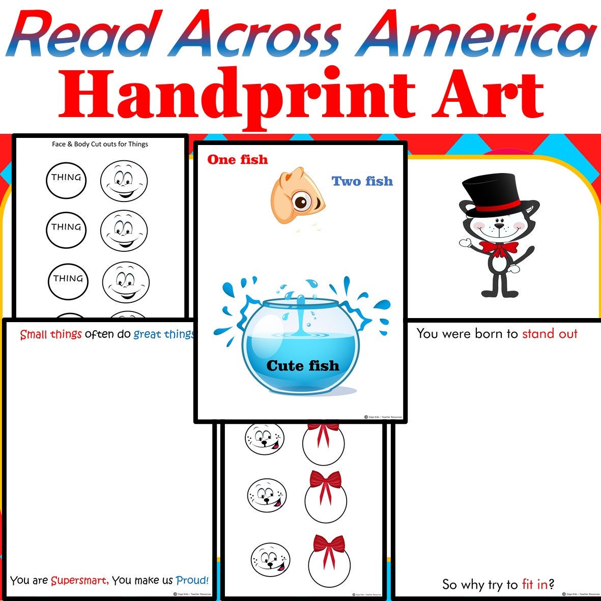 National Read Across America Day Handprint Art and Craft, Cat With a ...