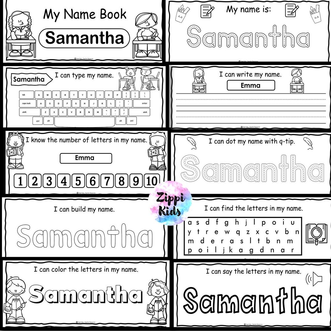 Name Practice Book Editable Printable, Name Activities, Name Tracing ...