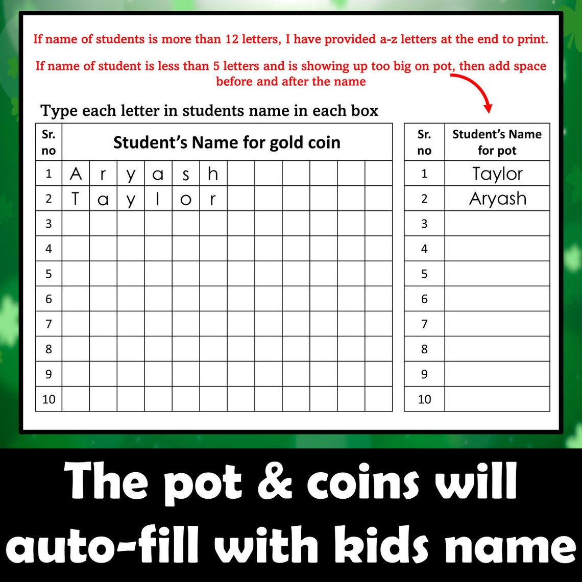 St Patricks Day Name Hats Craft Printable, Editable Name Crowns/hats ...