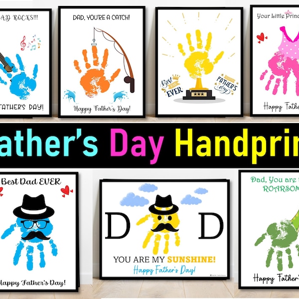 Fathers Day Handprint Card - Etsy