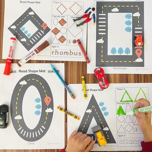 Road Letters, Numbers, Shapes Tracing Mats, Trace, Find, Color ...