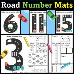 Road Letters, Numbers, Shapes Tracing Mats, Trace, Find, Color ...