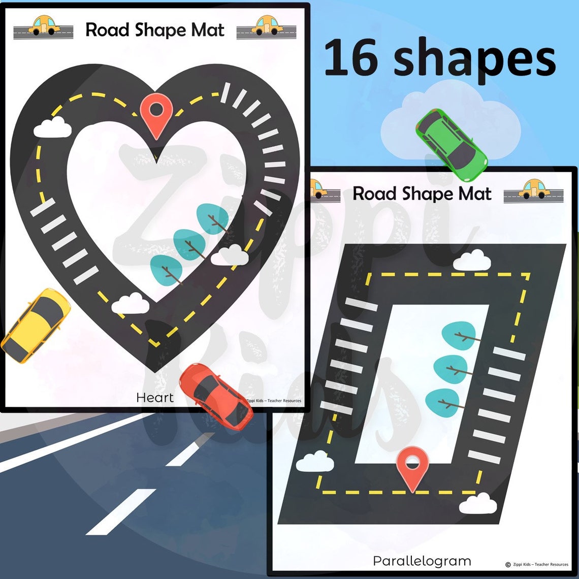 Shape Tracing Road Mats, Trace, Find, Color, Shapes Activities, Car ...