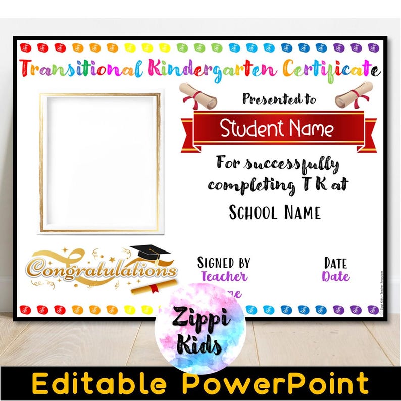 Editable TK Graduation Diploma Certificate, Chalkboard Photo (PPT ...