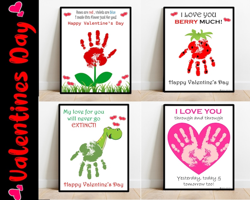 Valentines Day Handprint Art, Keepsake Art Bundle, Valentines Day ...