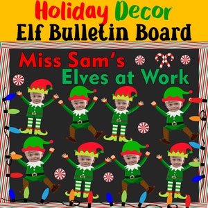 Elf Holiday Door Decor Craft Ideas Activities, Christmas Bulletin Board ...
