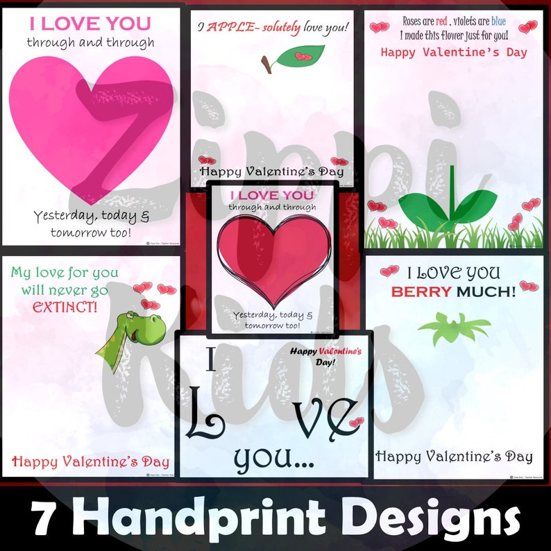 Valentines Day Handprint Art, Keepsake Art Bundle, Valentines Day ...