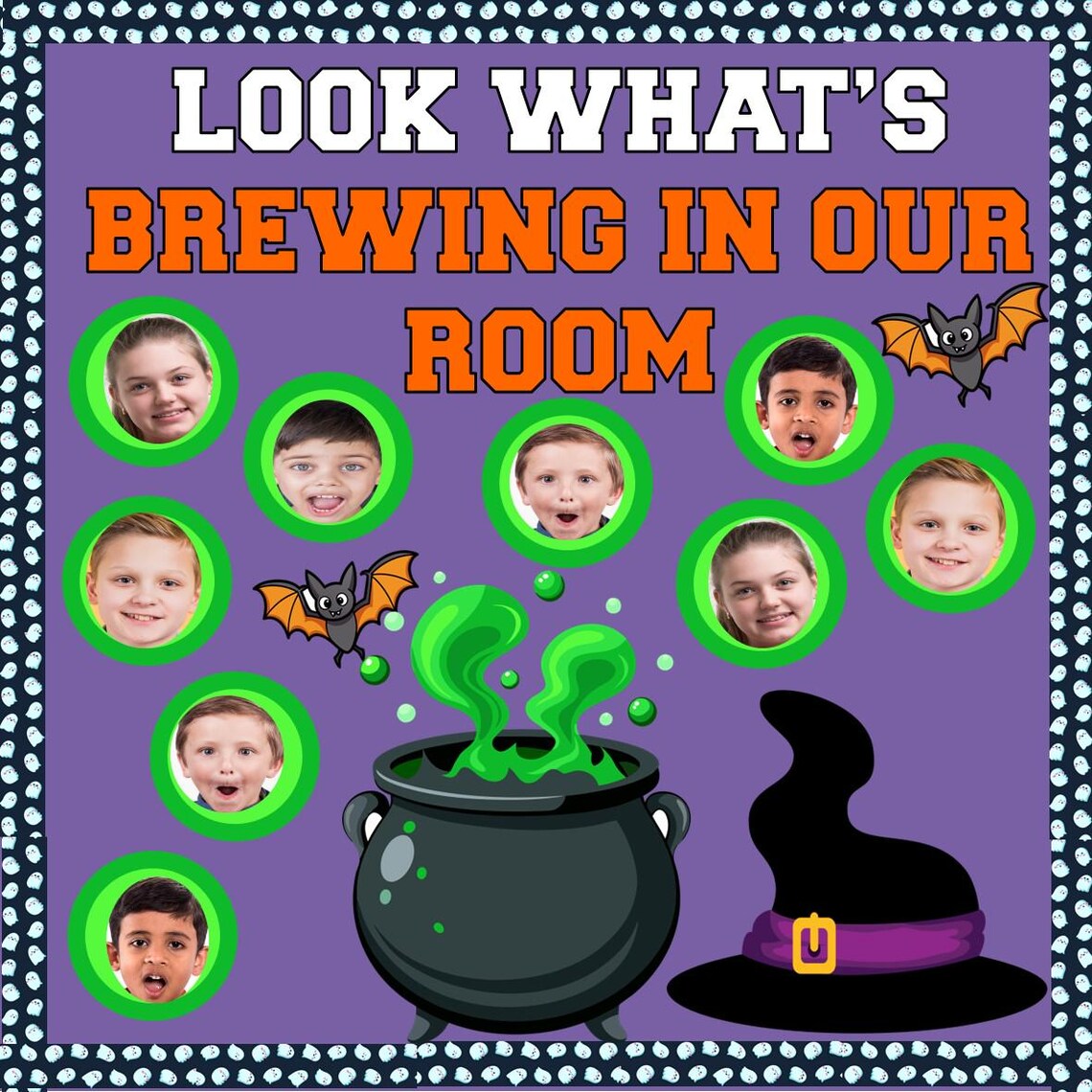Halloween Bulletin Board Kit, Printable Witch Cauldron Bulletin Board ...