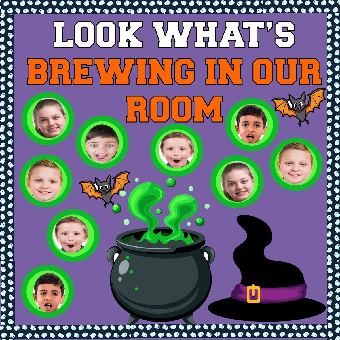 Halloween Bulletin Board Kit, Printable Witch Cauldron Bulletin Board ...