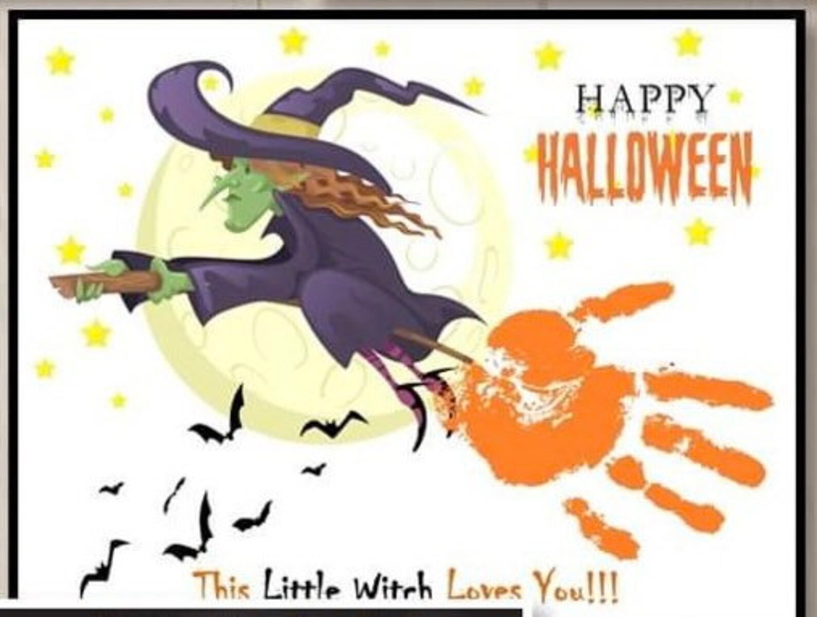 Halloween Handprint Keepsake Art Halloween Greeting Card - Etsy