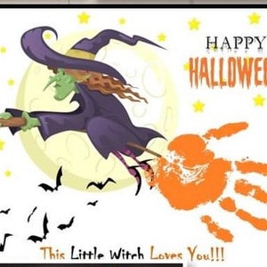 Halloween Handprint Keepsake Art, Halloween Greeting Card, Halloween ...