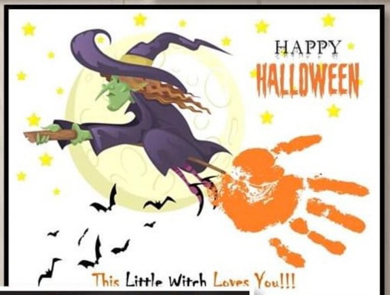 Halloween Handprint Keepsake Art Halloween Greeting Card - Etsy