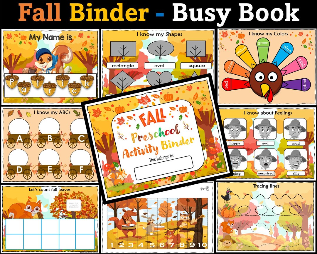 Fall Busy Book Toddler/prek Printable Activities, Kids Learning ...