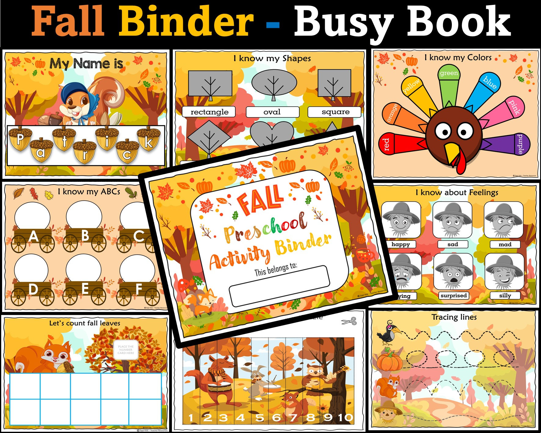 Fall Busy Book Toddler/prek Printable Activities Kids - Etsy