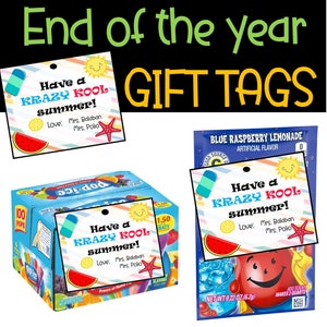 End of the Year Gift Tags & Gift Ideas, Summer Gift Tags #1, Chalk Gift ...